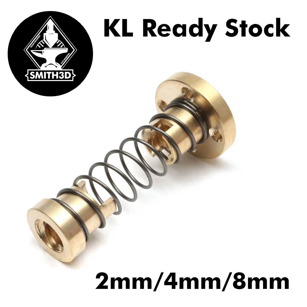 T8 Anti Backlash Spring Loaded Nut For 2mm / 4mm / 8mm Acme Threaded ...
