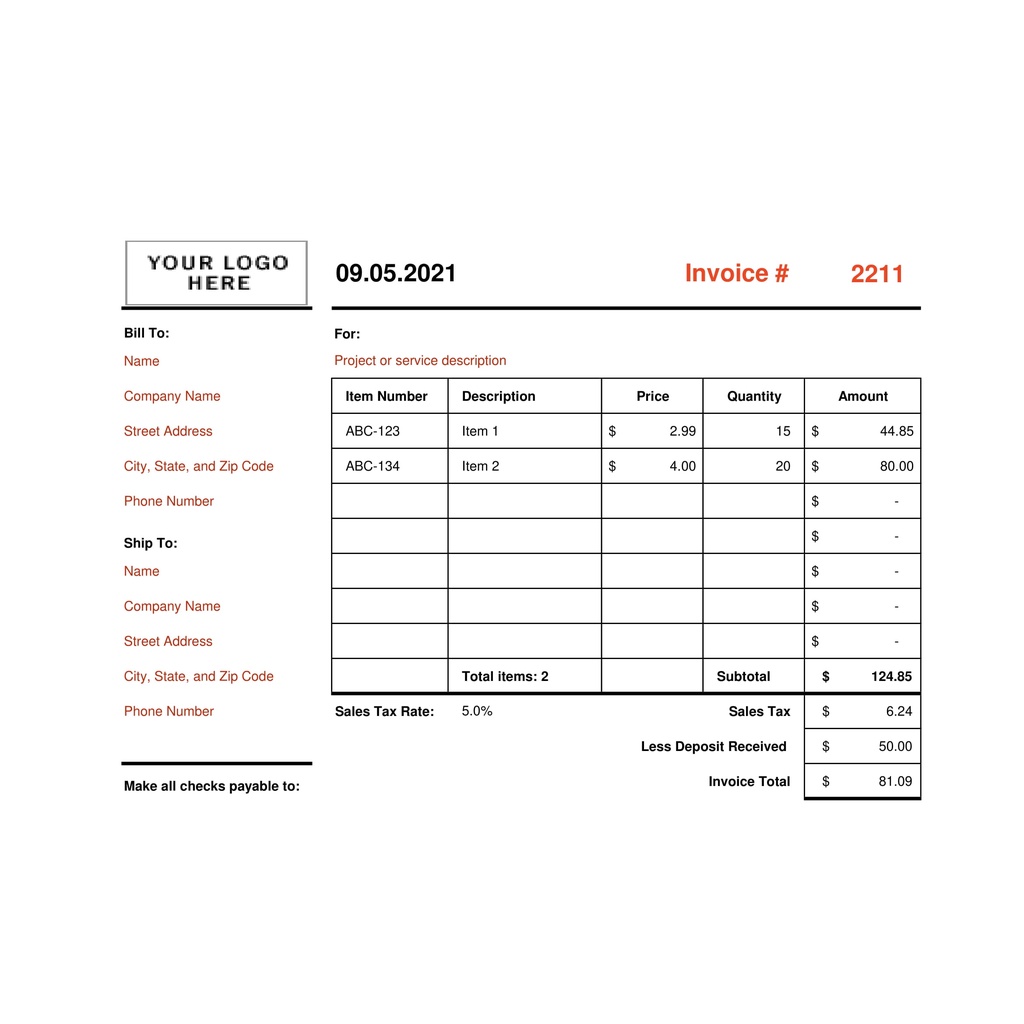 template invoice quotation receipt microsoft excel business purpose ...