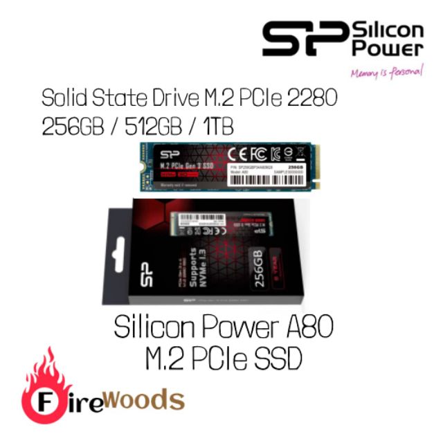 Silicon Power A80 NVMe PCIe Gen3x4 M.2 2280 SSD 256GB /512GB /1TB Solid ...