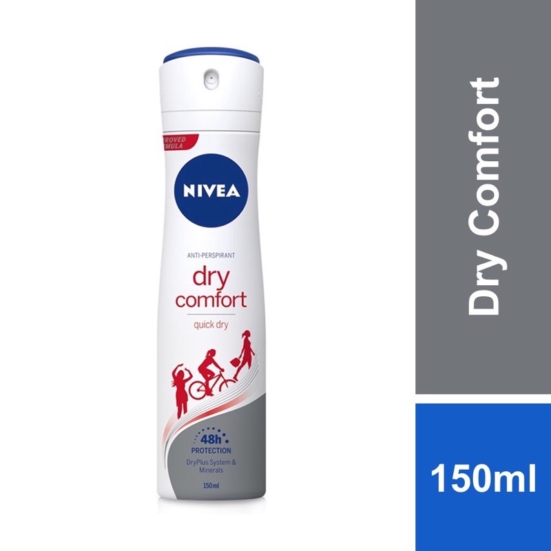 🔥READY STOCK 🔥 Nivea 48h Anti-Perspirant Dry Comfort Deodorant Spray 150ml | Shopee Malaysia