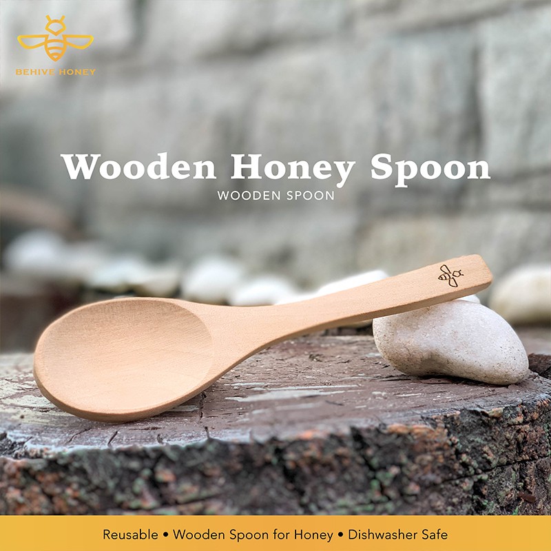 Sudu Madu Kayu | Behive Wooden Honey Spoon 蜂蜜木汤匙 | Shopee Malaysia
