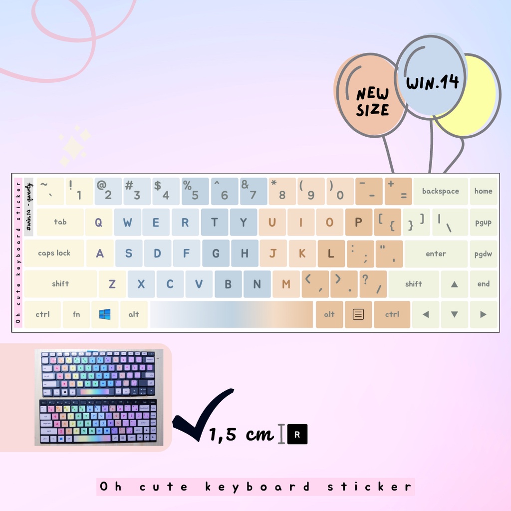 Qwerty Keyboard Sticker for Windows Aesthetic Palette Color Vinyl ...