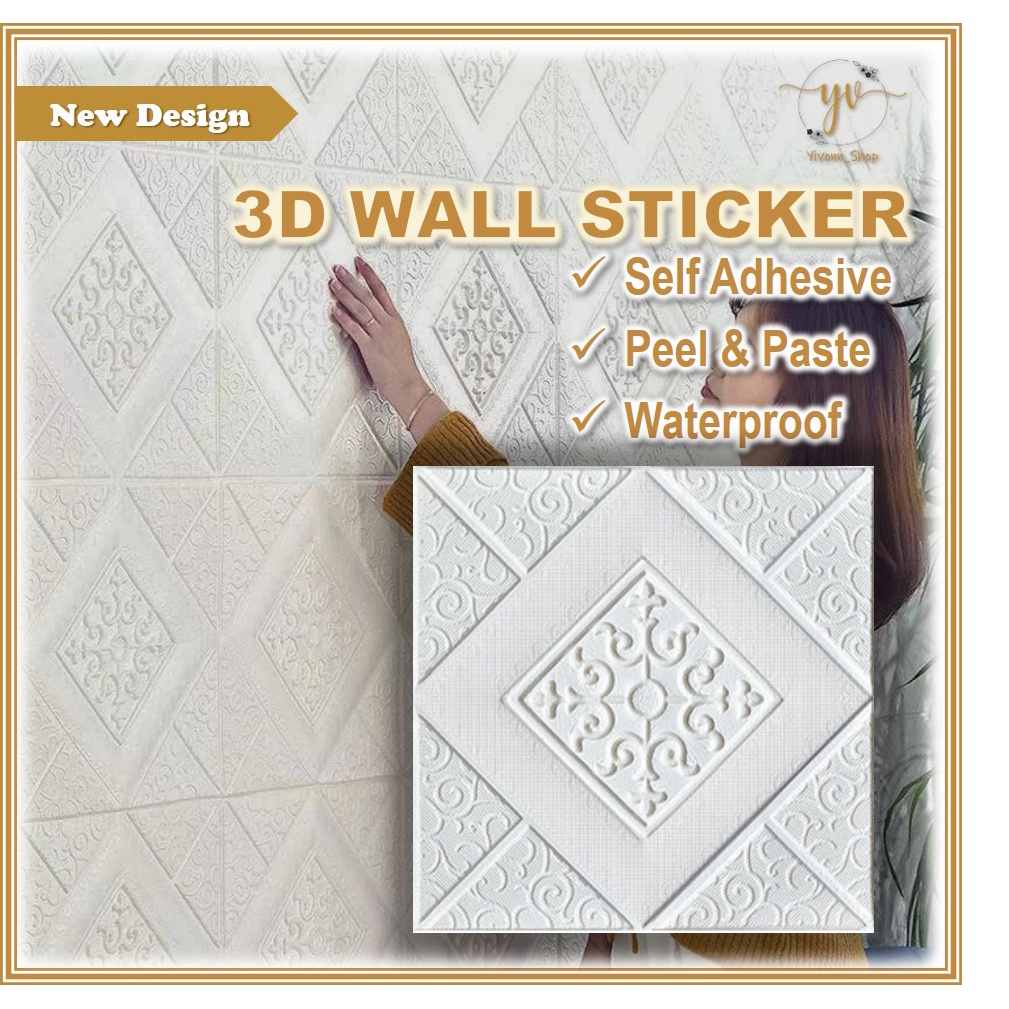 [Local Seller] 3D Wall Stickers Self Adhesive Wallpaper Kertas Dinding ...