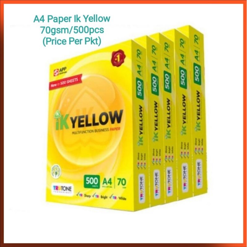 IK Yellow A4 Paper 500's 70gsm / Kertas A4 / Kertas Putih A4 / Kertas Fotostat | Shopee Malaysia