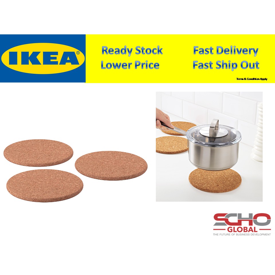 IKEA-HEAT Pot stand, Cork, 19 cm (3 pieces) | Shopee Malaysia