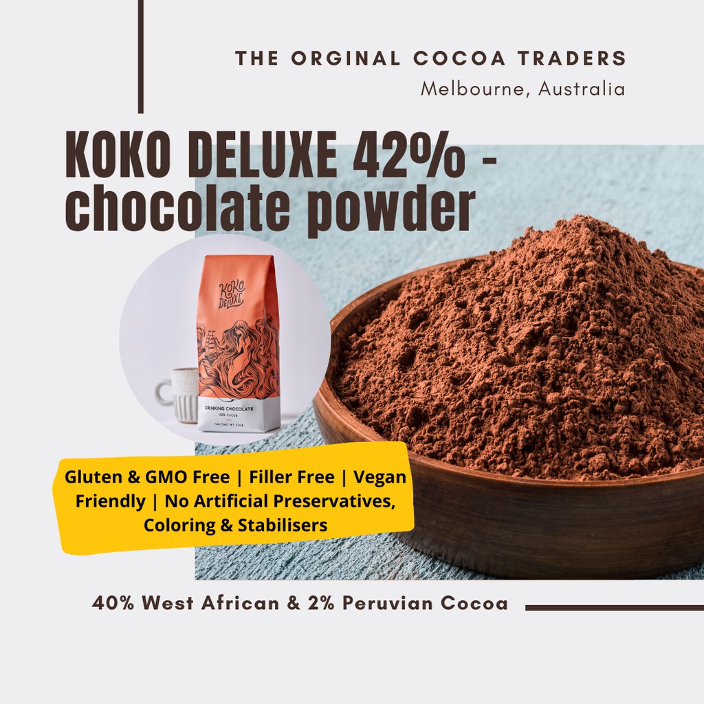 KOKO DELUXE 42% dark chocolate powder | For hot chocolate drink - 1Kg ...