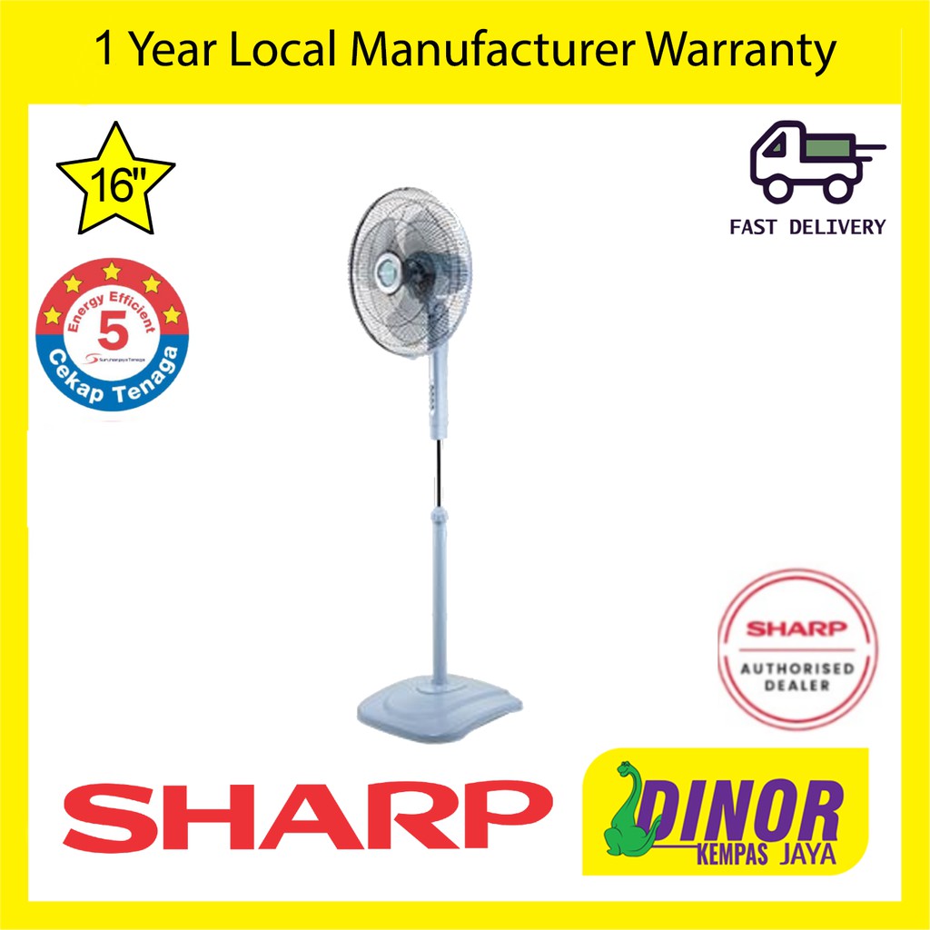 Sharp 16" Stand Fan 5 Star Light Blue PJS-169BL / PJS169BL | Shopee ...