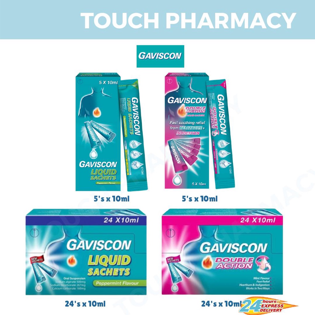 GAVISCON Liquid Sachet / Double Action Liquid Sachet (10ml x 24's ...