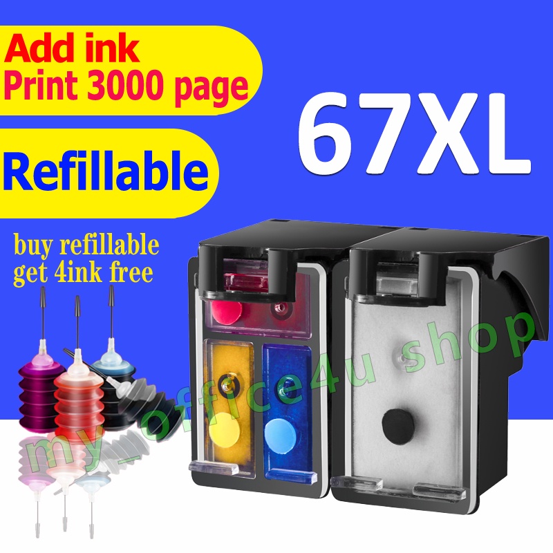 hp 67 ink hp 67xl hp67xl refillable ink cartridge compatible for hp 1212 2723 2700 2300 2332 ...