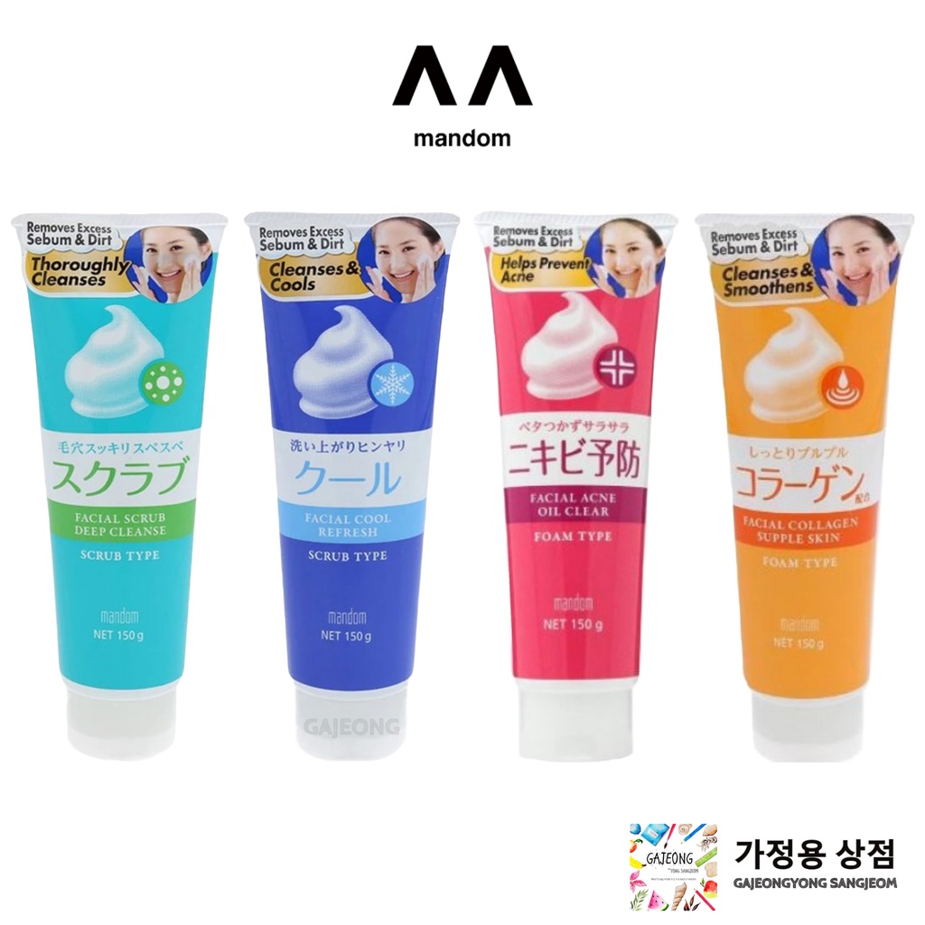 Mandom Facial Deep Clean Scrub / Cool Refresh Scrub / Acne Clear Cleanser / Collagen Skin ...