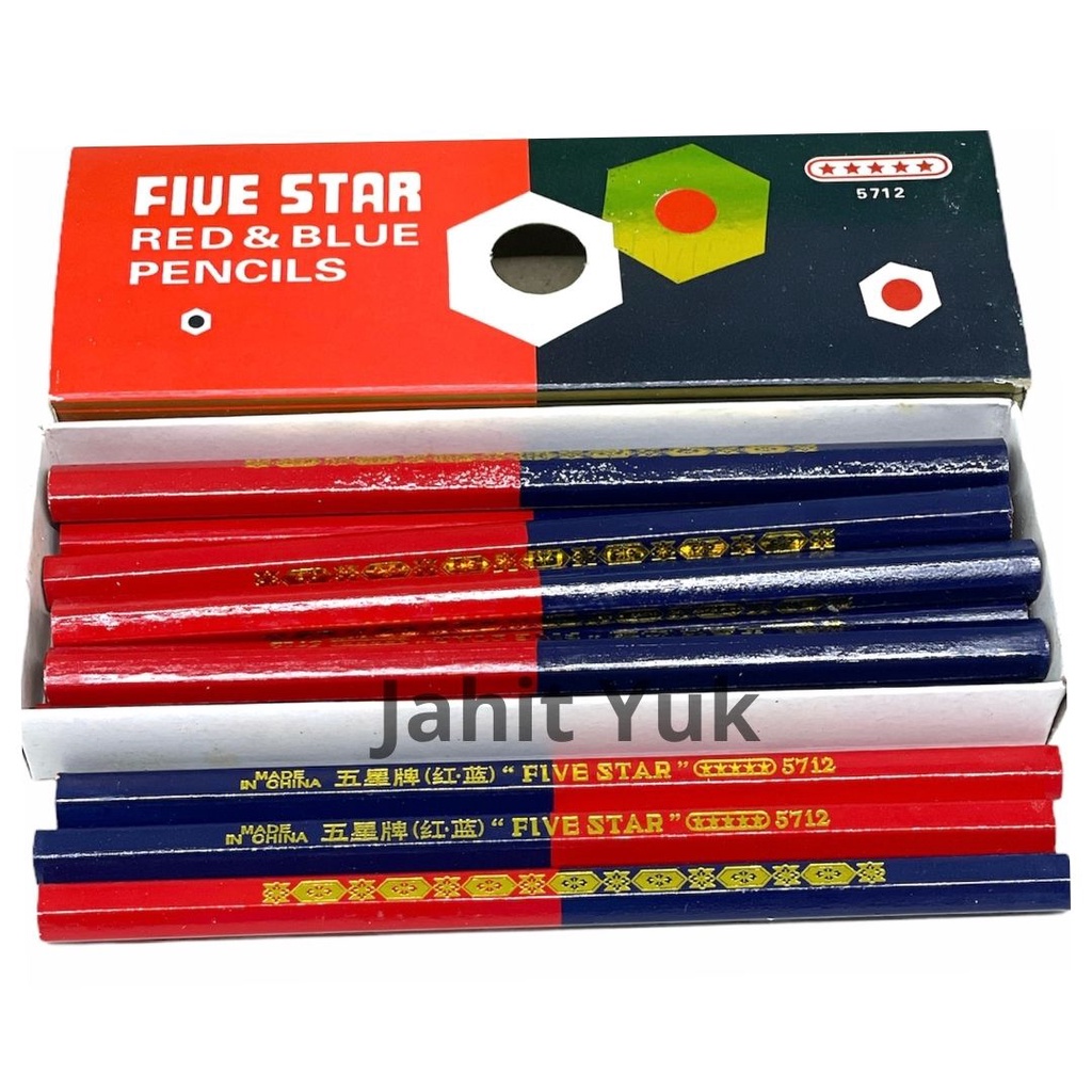 MERAH Red Blue Sewing Pencil/Five Star Large Material Marking Pencil ...