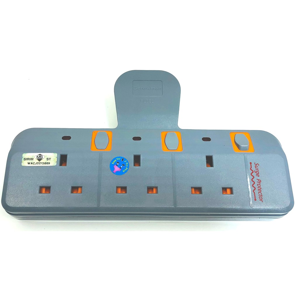 Sirim 3 Way 4way T Adaport 3pin Socket Extension Plug Neon Indicator Surge Protector Sirim