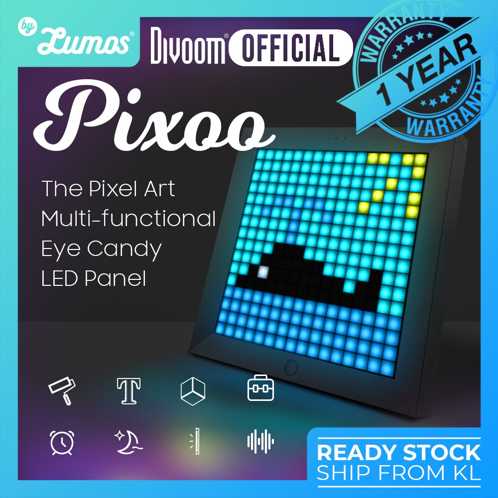 [READY STOCK] Divoom Pixoo Multi-Purpose DIY Pixel Art 16x16 Programmable LED 16 Million Colors ...