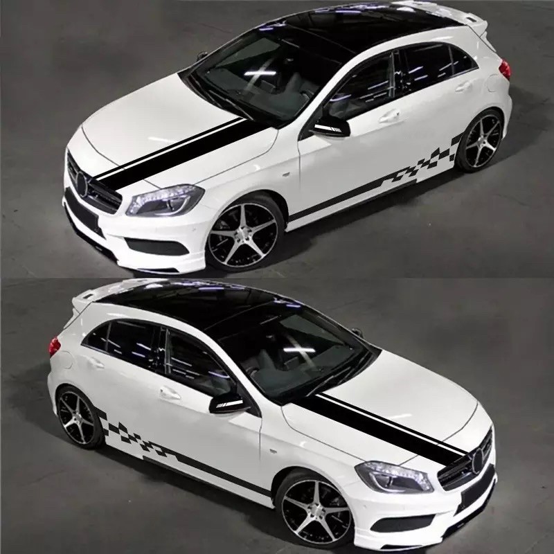 (Ready Stock)S255# OM 1set 5pcs Car Body Vinyl Decal Sticker Long ...