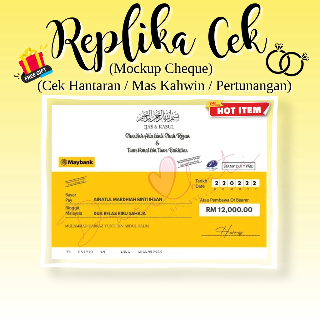 Sale Replika Cek Hantaran Mockup Cheque | Shopee Malaysia