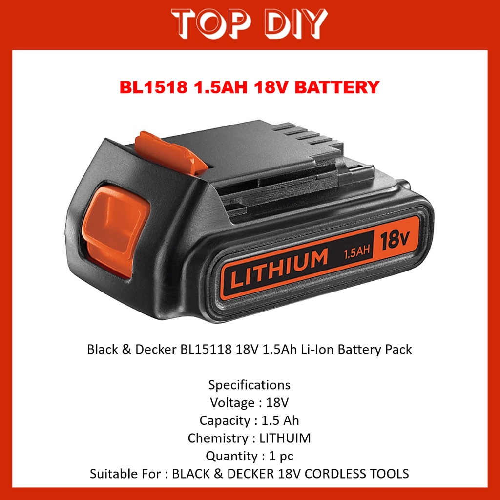 Black And Decker Bl2018 Bl1518 18v 2 0ah 1 5ah Replacement Battery 8v