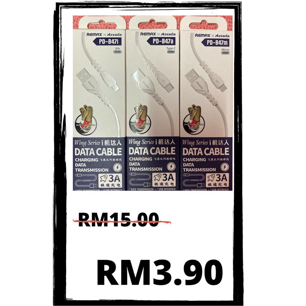 Remax Azeada PD-B47 Wing Series 3A Data Cable | Shopee Malaysia