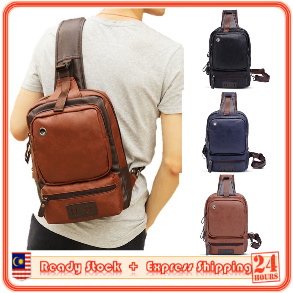 MILANDO Men Stylist Large Capacity PU Leather Crossbody Chest Sling Bag ...