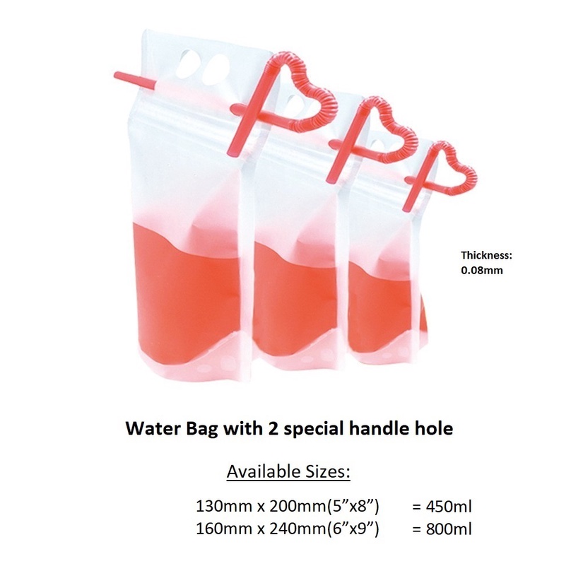 Beg Plastik (100pcs+-) Handheld Juice Bag with Two Handle Hole + zip ...