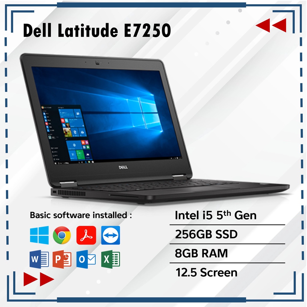 Dell Latitude Laptop E7250 i5-5th Gen 8GB RAM 256GB SSD 12.5" Screen ...