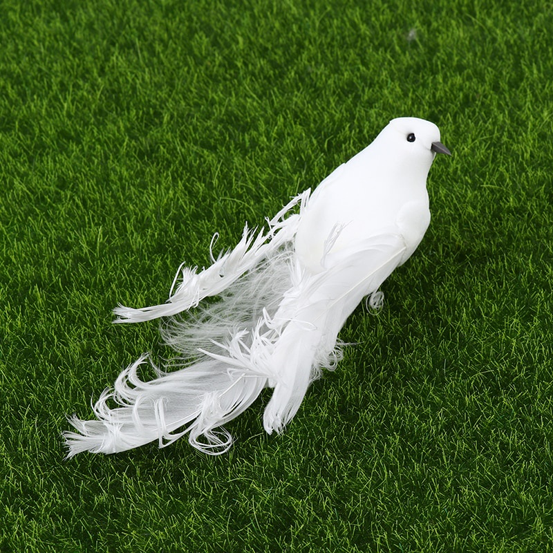 White Feather Artificial Foam Doves Decorative Fake Doves Lover Peace ...