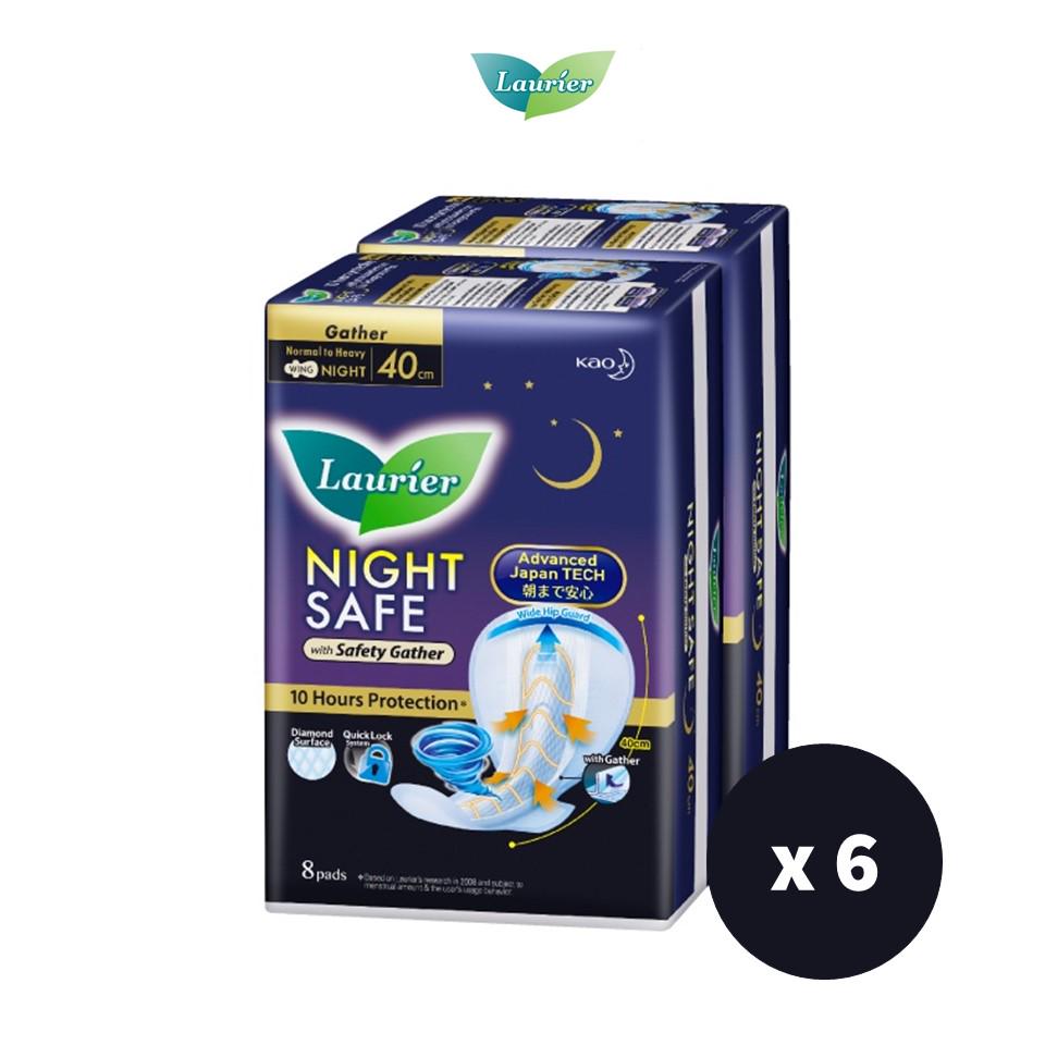 [Bundle of 6] LAURIER Night Safe Wing with Gathers Twin Pack (40cm x 8s ...