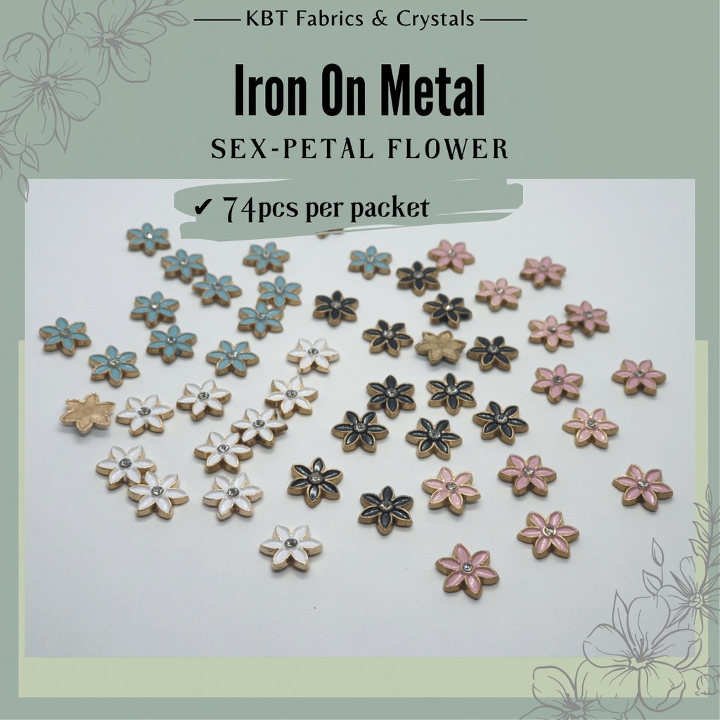 Six-Petal Flower Bunga Enam Kelopak Iron On Metal Alloy Hotfix for ...