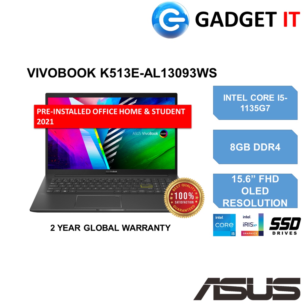 ASUS VIVOBOOK K513E-AL13093WS LAPTOP (I5-1135G7,8GB,512GB SSD,15.6" FHD ...