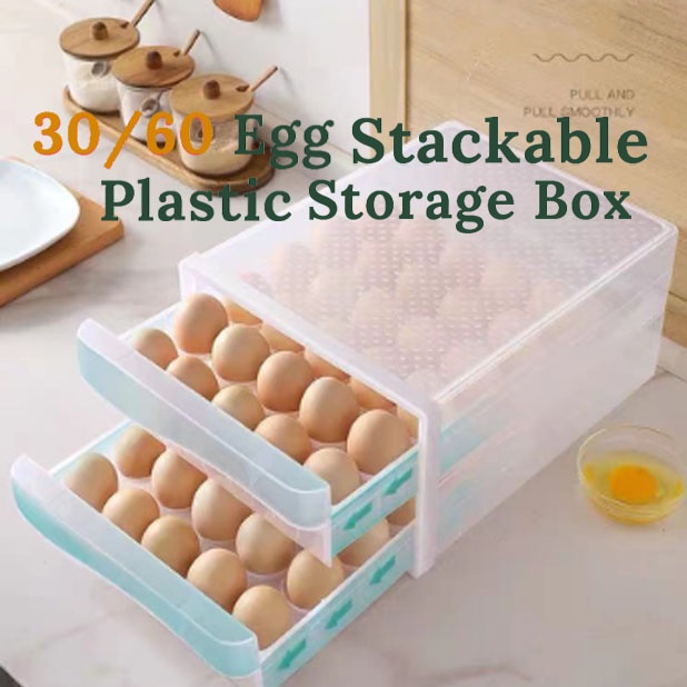 30/60 egg stackable plastic storage box drawer type design for long ...