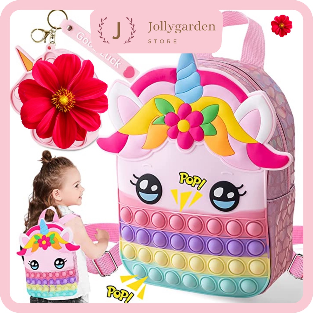 Large Pop It Fidget Toy Unicorn Backpack for Girls Unicorn Purse Bag ...