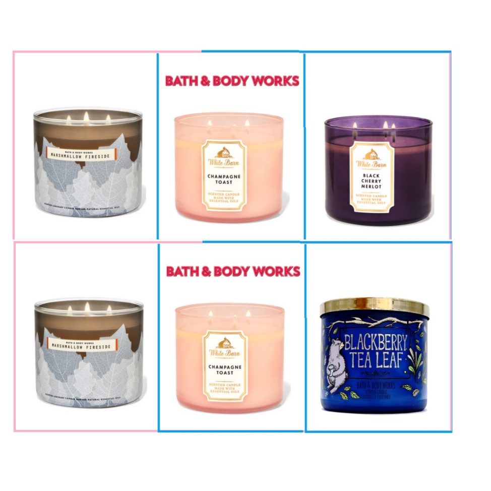 Bath & Body Works 3 wick Champagne Toast Candle / Black Cherry Merlot ...