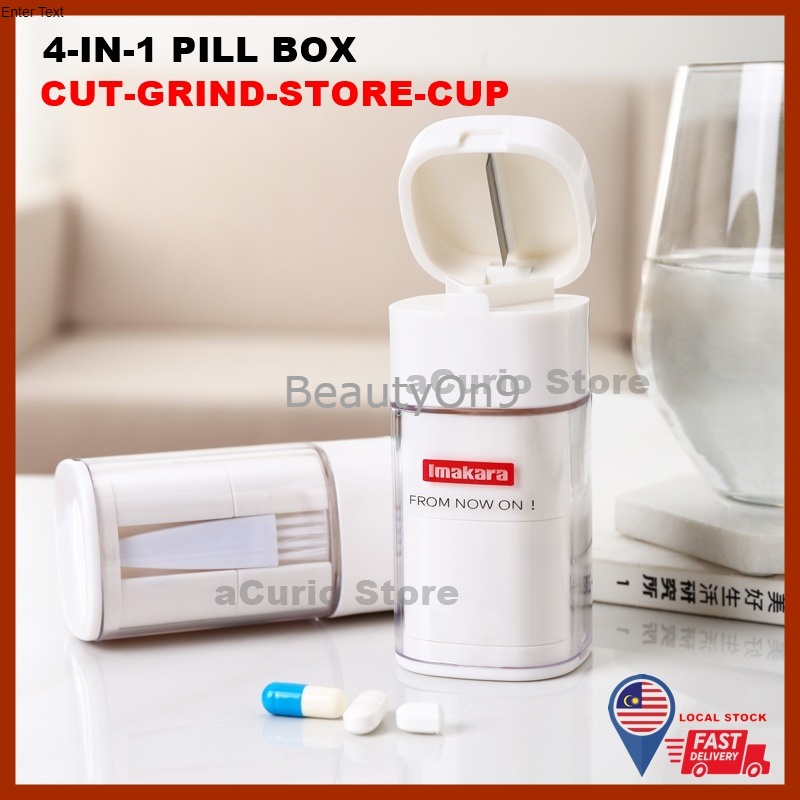 LOCAL STOCK 4in1 Portable Pill Box Pill Splitter Tablet Grinder ...