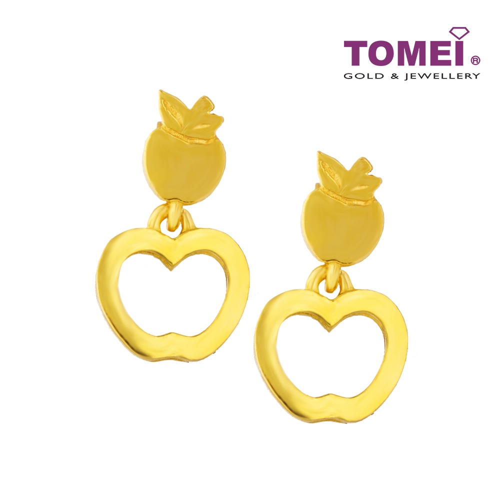 TOMEI Dangling Apple Earrings, Yellow Gold 916 | Shopee Malaysia