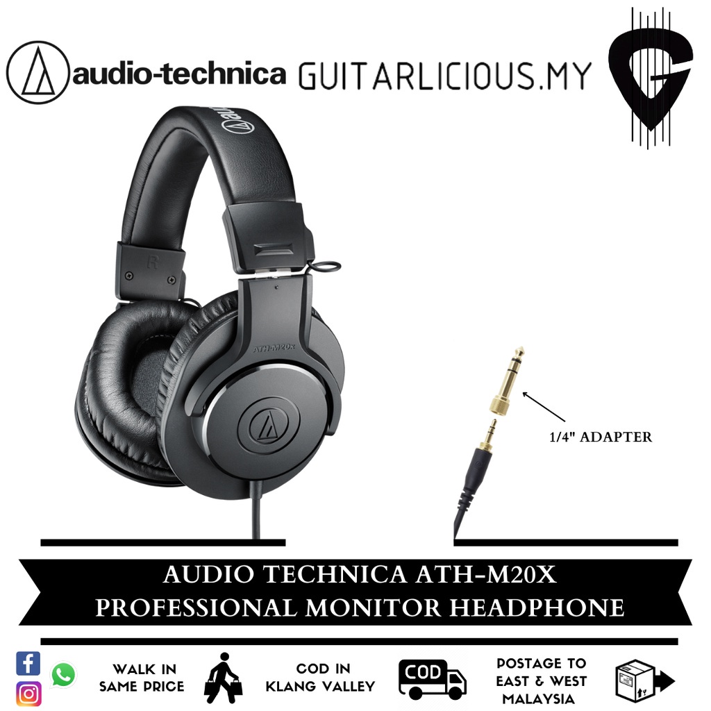 Audio Technica ATH-M20x Professional Monitor Headphone (ATH M20X / M20 ...