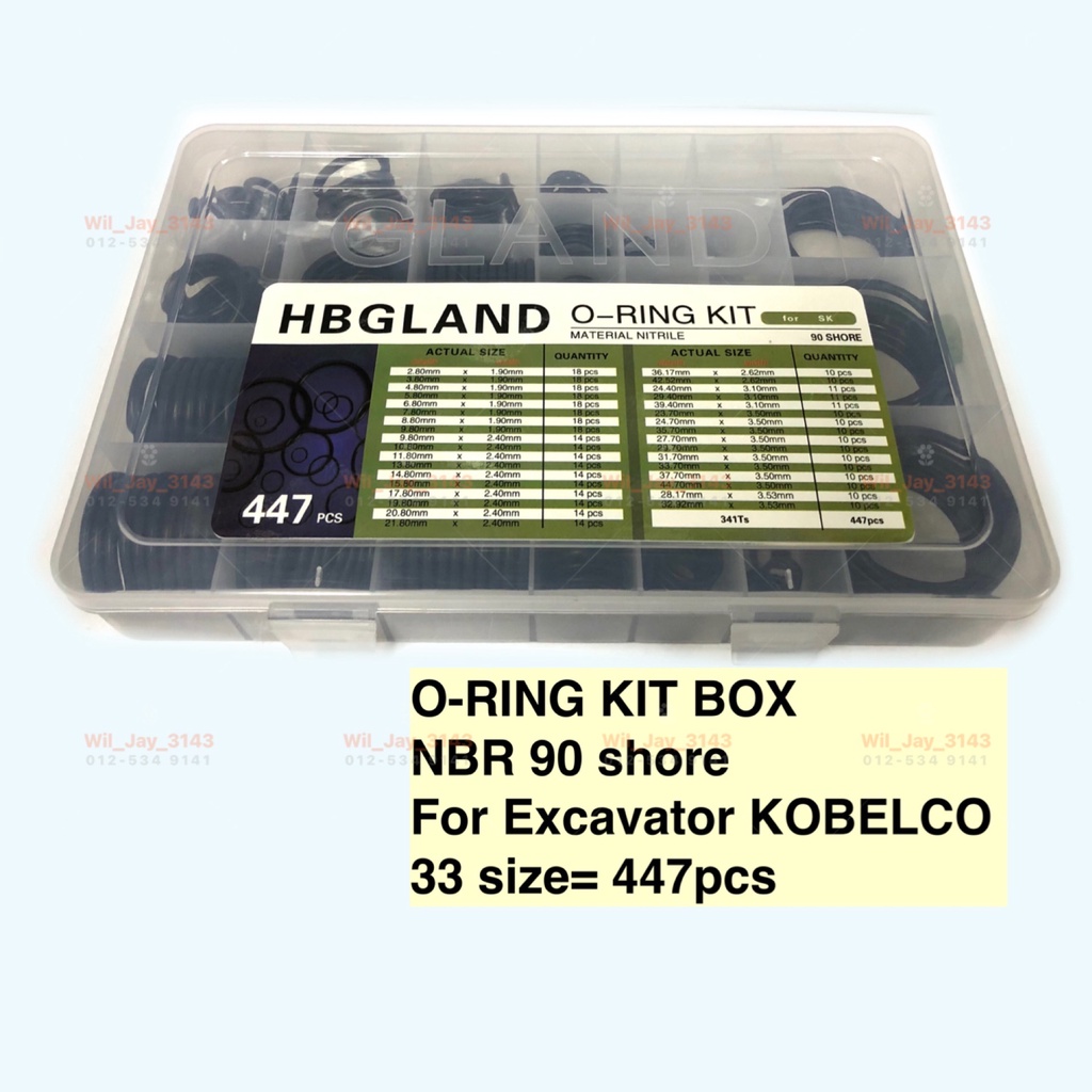 O RING KIT BOX NITRILE NBR 90 SHORE MM SIZE FOR EXCAVATOR KOBELCO ORING ...