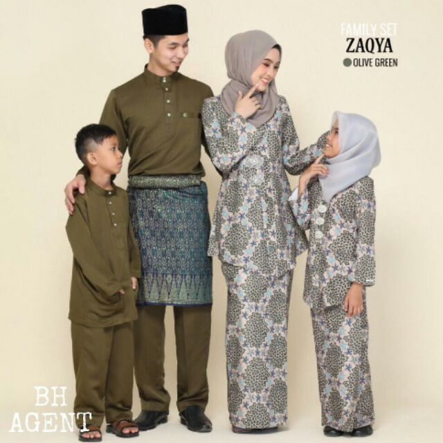 Kebaya Zaqya & Family Set (Olive Green) | Shopee Malaysia