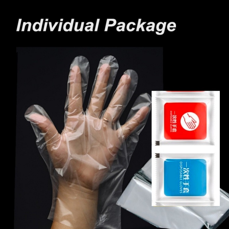 VU 🎁 Individual Package Disposable Plastic Hand Gloves 一次性透明手套包装 ...