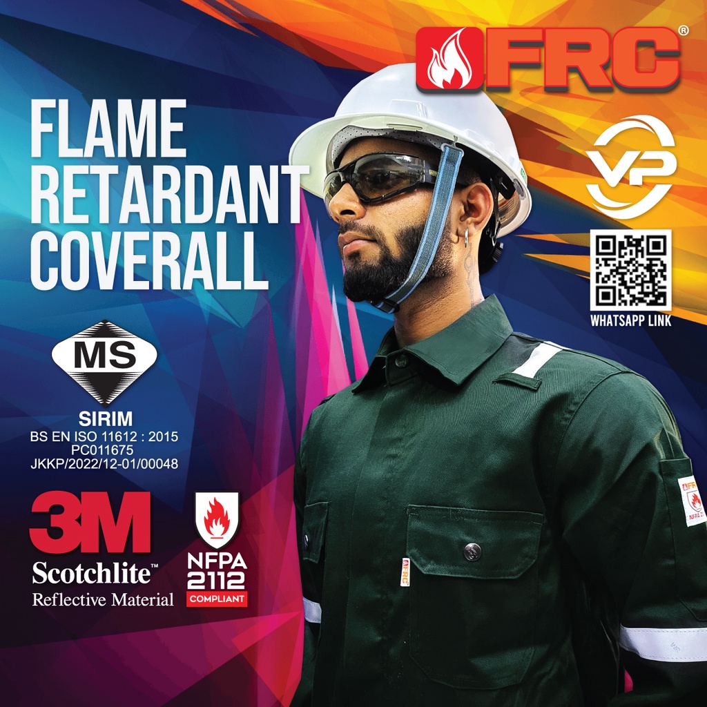 FRC® [ 3M SCOTCHLITE REFLECTOR ] FLAME RETARDANT COVERALL-DARK GREEN-XS ...