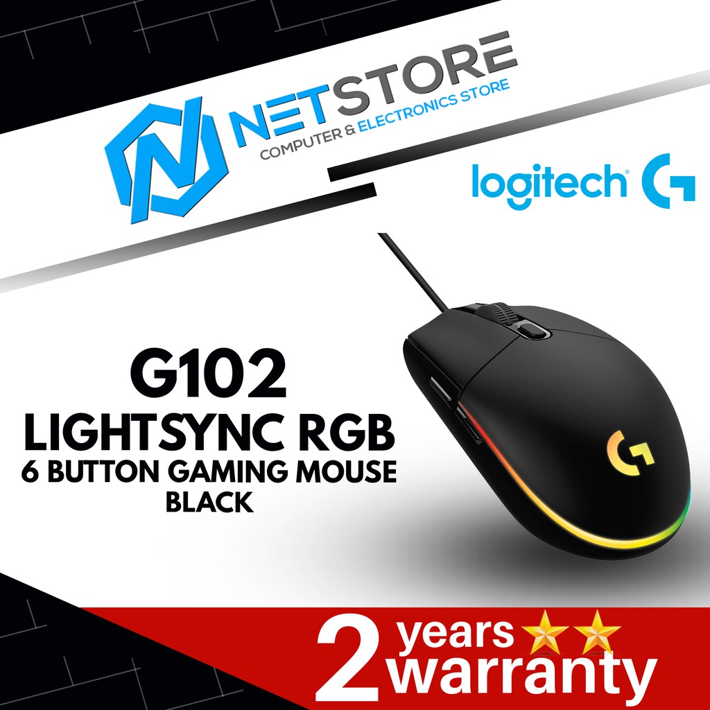 LOGITECH G G102 LIGHTSYNC RGB 6 BUTTON GAMING MOUSE (BLACK) - 910-005802 | Shopee Malaysia