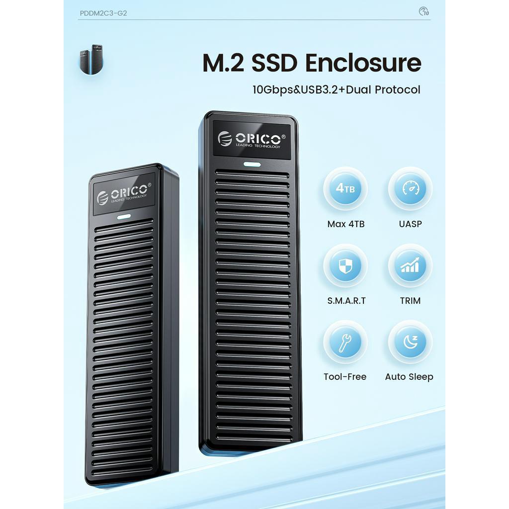 ORICO M.2 NVMe SSD Enclosure 10Gbps USB 3.2 Gen2 M2 SSD Enclosure Case Box Simple Design for ...