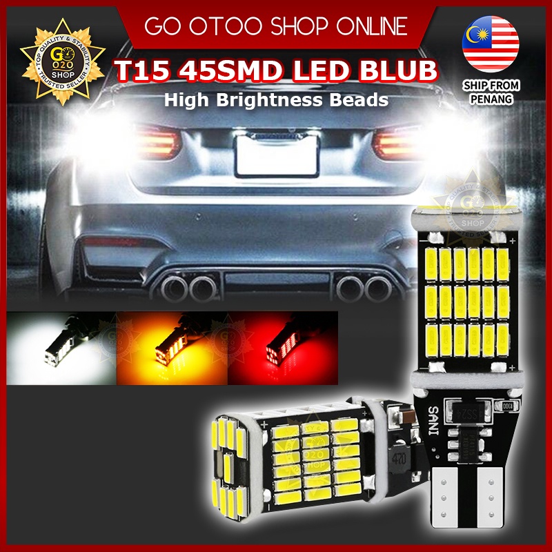 1Pcs T15 4014 W16W 921 45SMD Canbus Reverse Turn Signal Brake LED Light ...