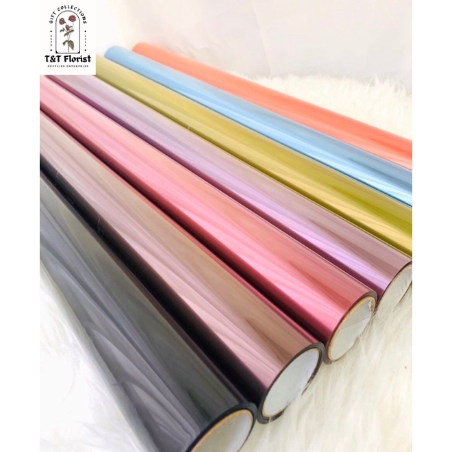 Transparent OPP Wrapping Paper With Color / 彩色玻璃纸 (1 roll) | Shopee ...