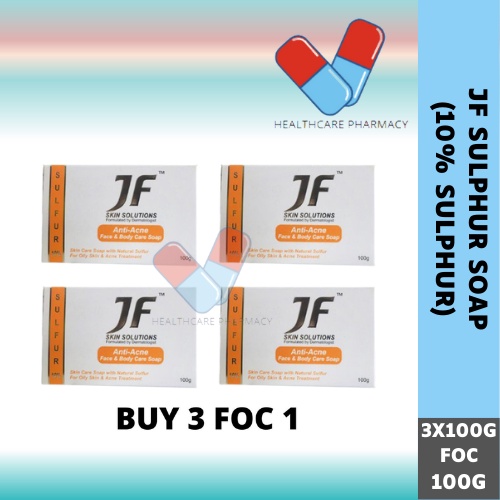 JF SULPHUR SOAP (10% SULPHUR) 3X100G FOC 1(100g) | Shopee Malaysia