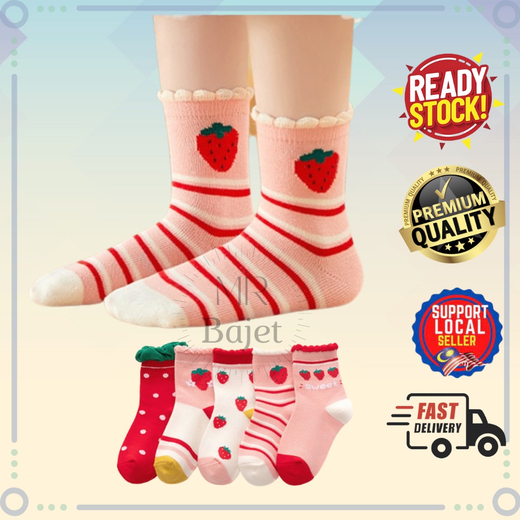 Stokin Strawberi Sarung Kaki Kanak-kanak Stokin Kualiti Stokin Budak ...