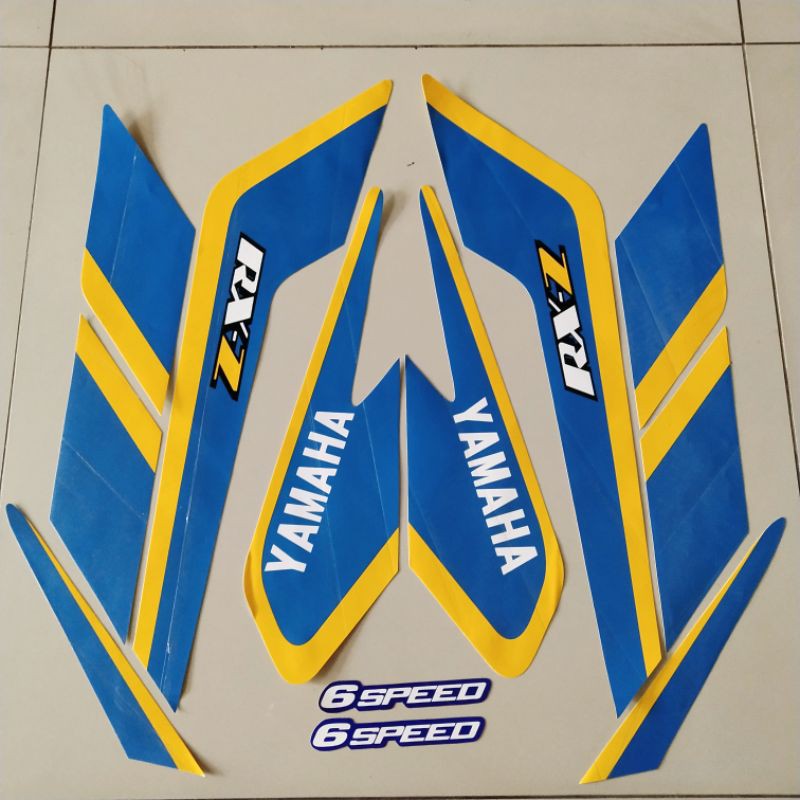 Striping Yamaha RX z rxz blue yellow 1992 list body stickers standard ...
