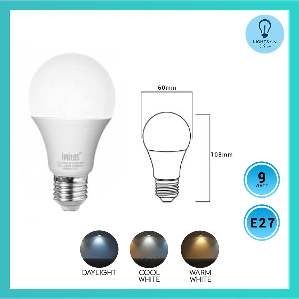 LED Bulb 5w 6w 9w 10w Daylight Warmwhite Mentol Lampu Downlight Siling ...