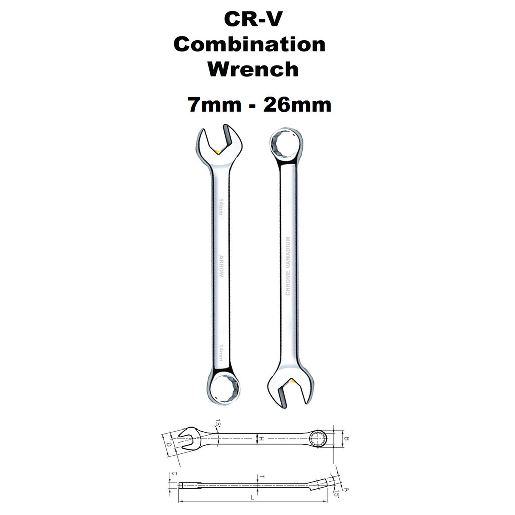 Combination Wrench / Combination Spanner / Spanar Size 7MM to 26MM ...