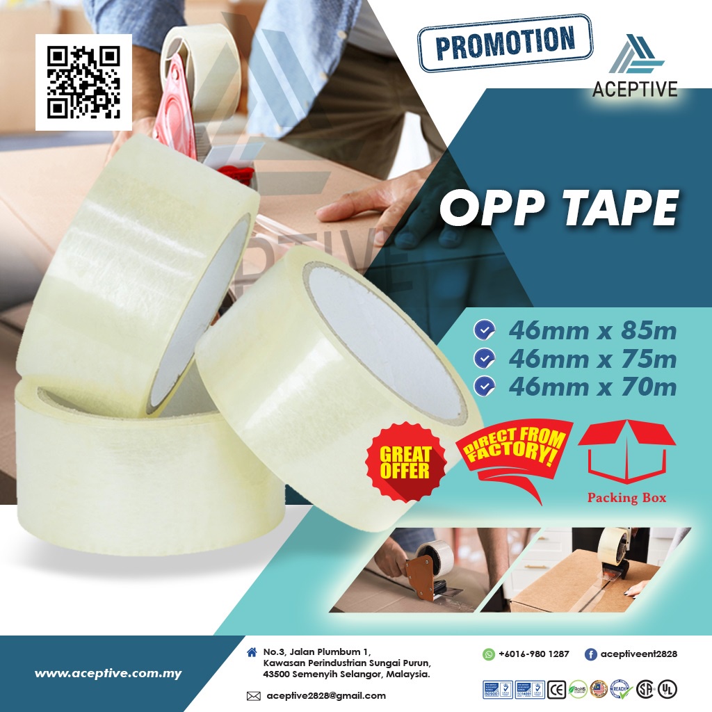 Opp Tape 48mm x 100y 48mm x 90y 48mm x 80y Transparent Tape / Packaging ...