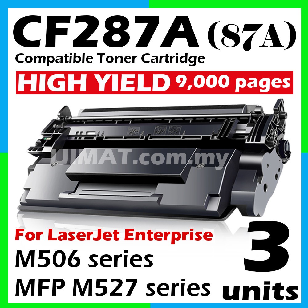 3x Compatible HP CF287A 87A 287A LaserJet Pro M501dn M501n M506n M506x ...