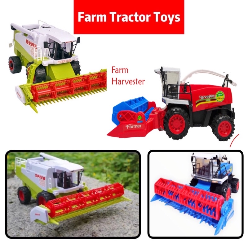 READY STOCK Farm Tractor Toy Harvester Toy Mainan Mesin Padi replika ...